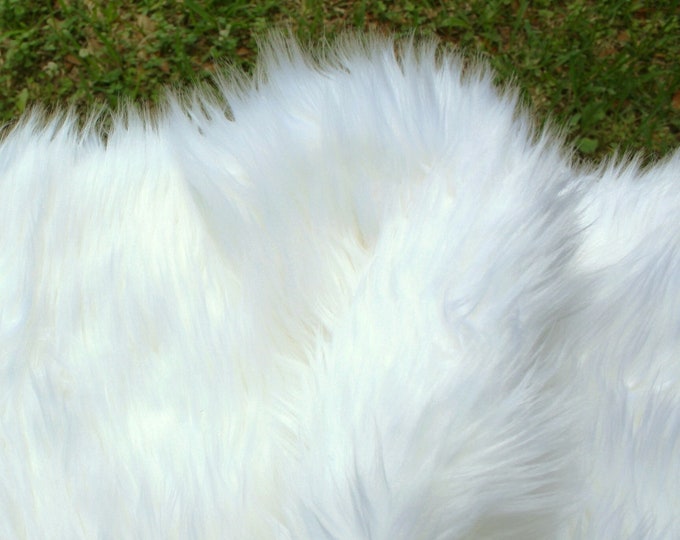 FD Furs WHITE Long Pile Shag Faux Fur Shaggy Fabric Pieces for Crafts ...