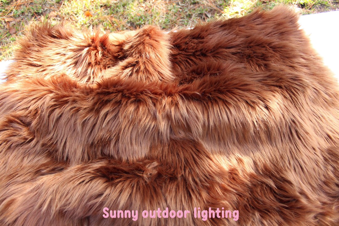 FD Furs CHOCOLATE BROWN Long Pile Shag Faux Fur Shaggy Fabric Pieces ...