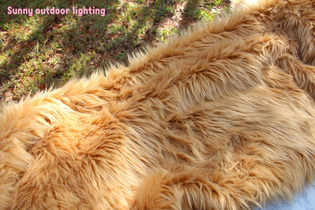 FD Furs GOLDEN BROWN Long Pile Shag Faux Fur Shaggy Fabric Pieces for ...