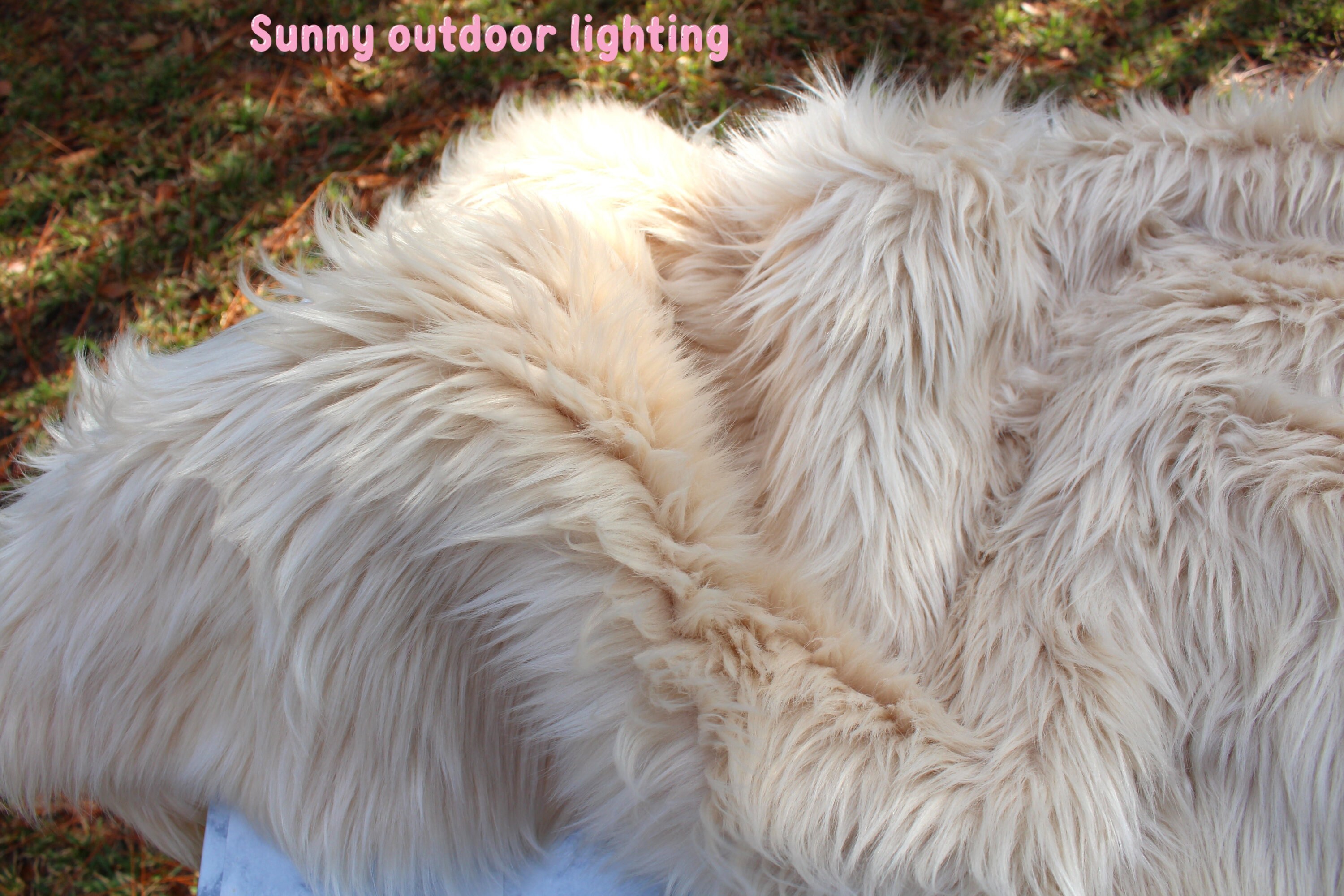 FD Furs OATMILK LATTE Long Pile Shag Faux Fur Shaggy Fabric Pieces for ...