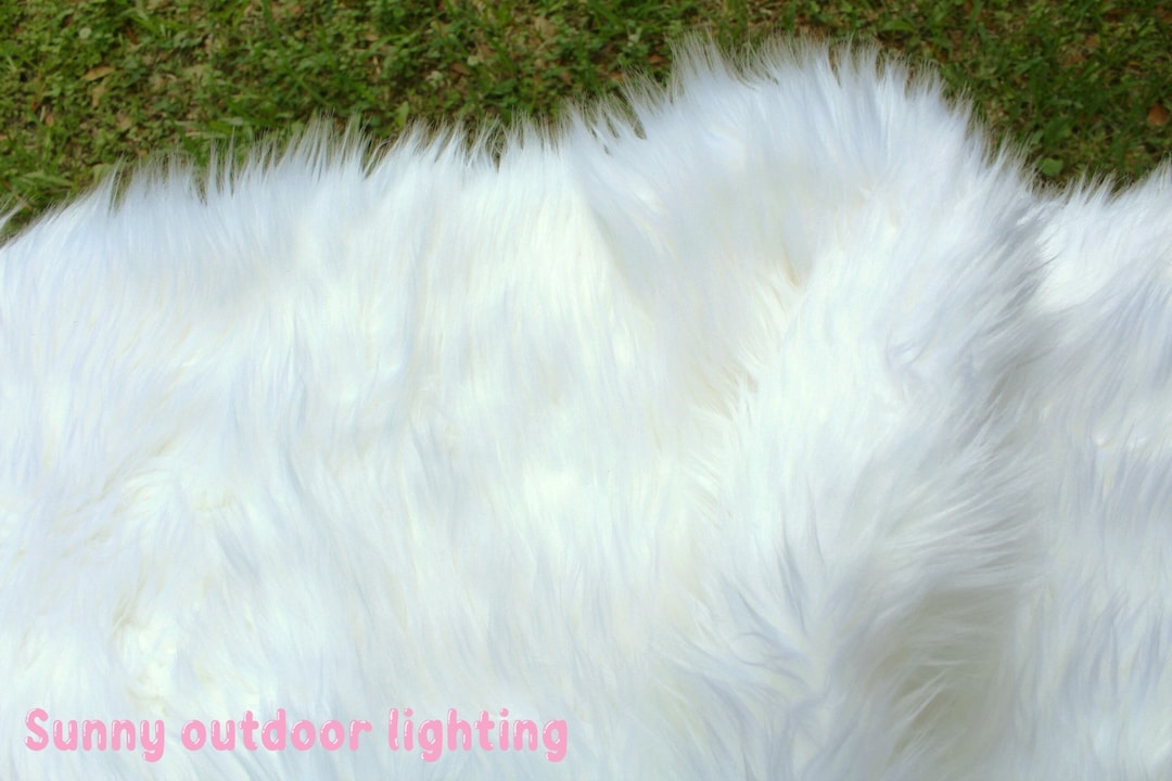 FD Furs WHITE Long Pile Shag Faux Fur Shaggy Fabric Pieces for Crafts ...