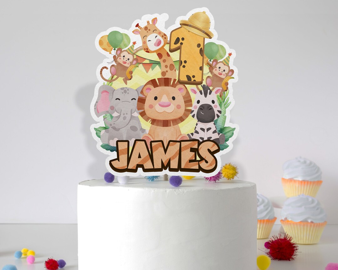 Digital & Printable Birthday Baby Safari Cake Topper Custom - Etsy