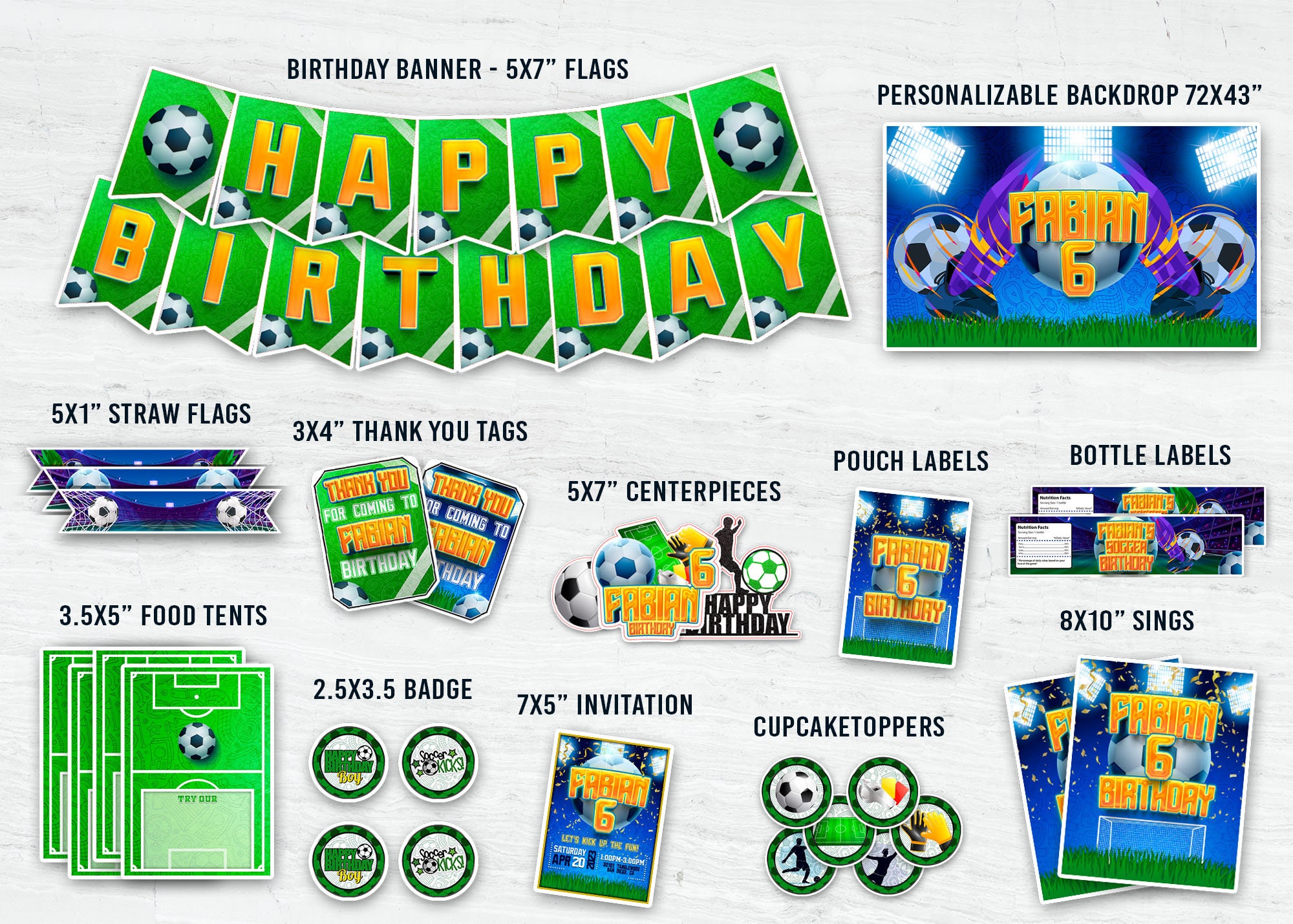 Soccer Party Bundle, Printable Custom Futbol Party, Birthday Soccer ...