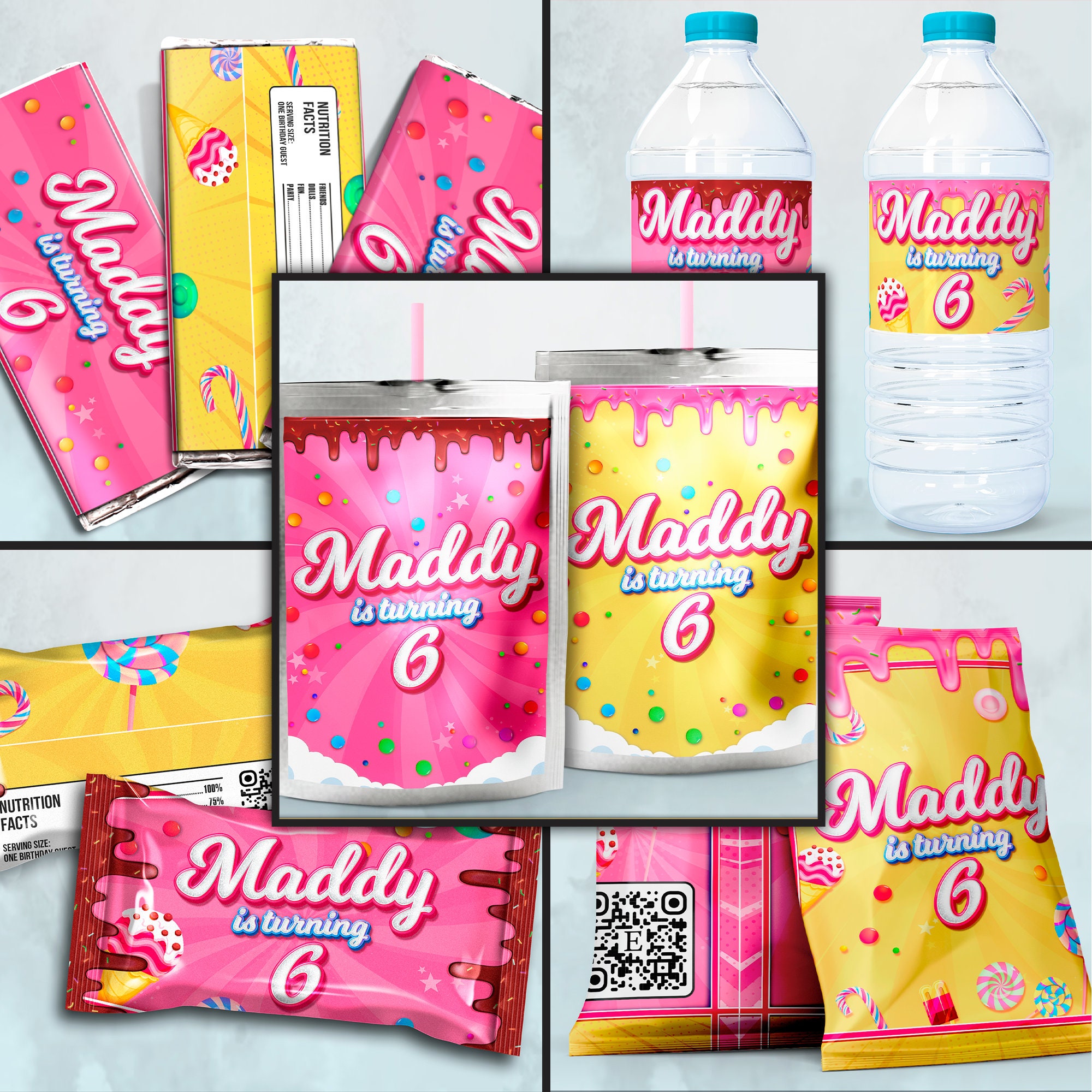 Candyland Printable Birthday Party Labels Custom Personalized Girl ...