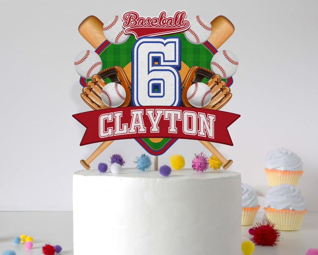 Digital & Printable Birthday Baseball Cake Topper Custom Personalized ...