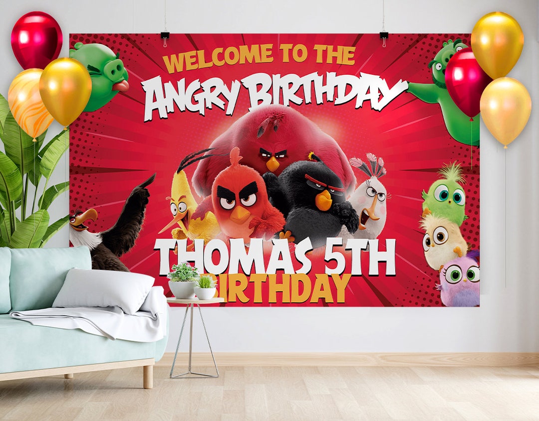 Printable Mad Birds Backdrop Birthday Party Personalizable Angry ...