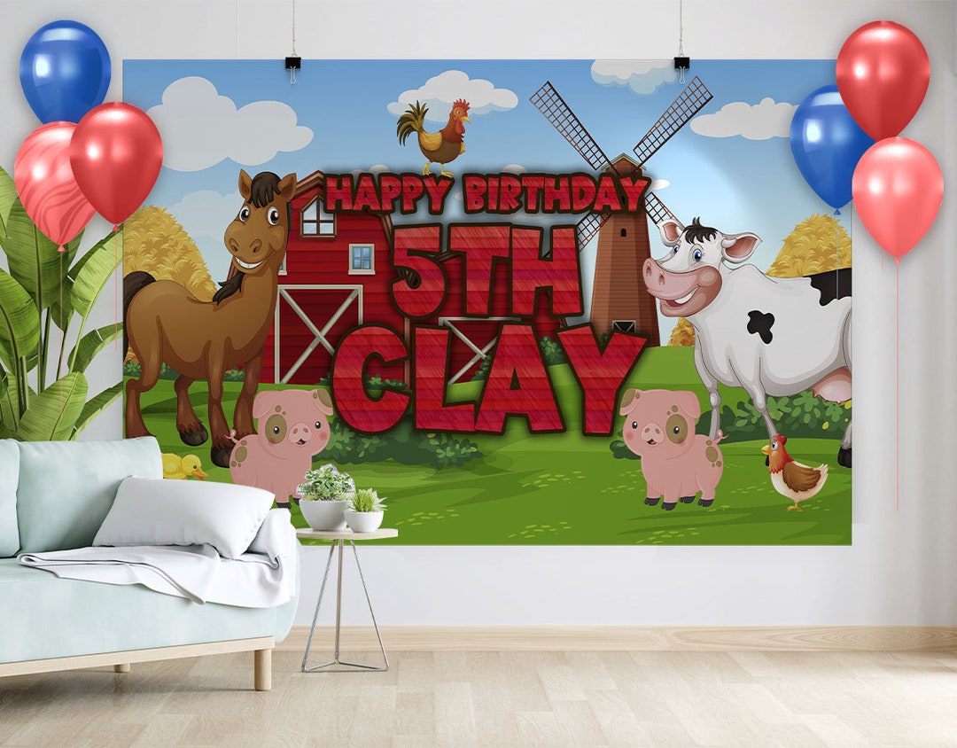 Little Farm Backdrop Birthday Party Personalizable Farm Animals ...