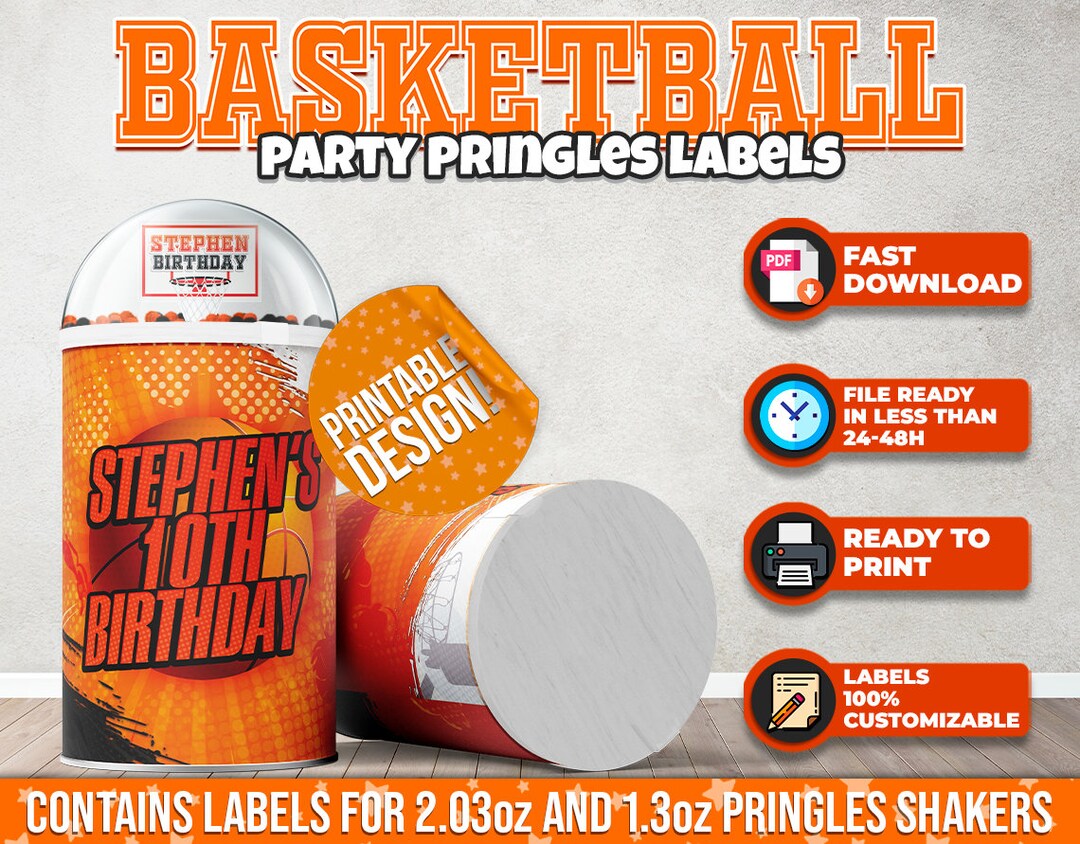 Basketball Printable Birthday Party Pringles Labels Custom Personalized ...