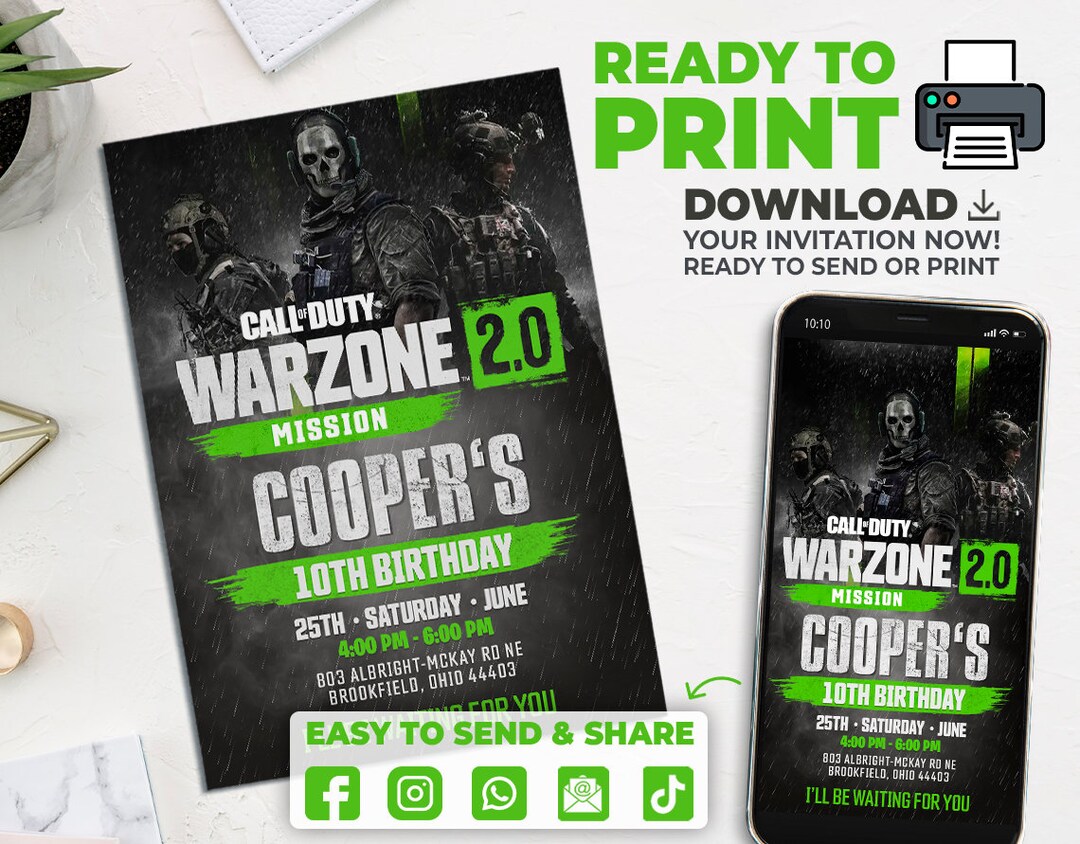 Digital & Printable Birthday Duty Game Party Invitation Custom ...