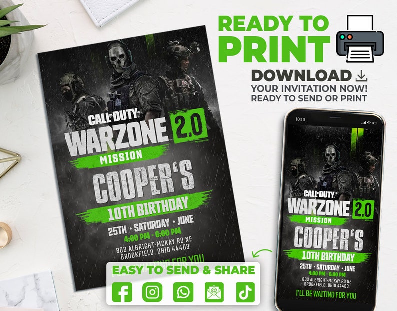 Digital & Printable Birthday Duty Game Party Invitation Custom ...