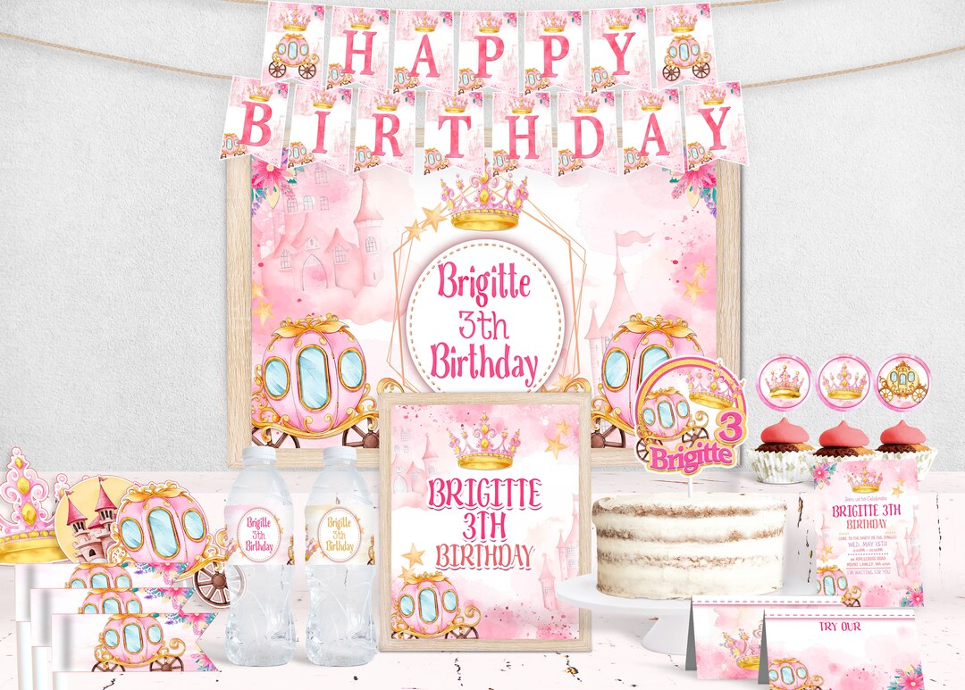 Princess Party Bundle, Printable Custom Princess Birthday Pack ...