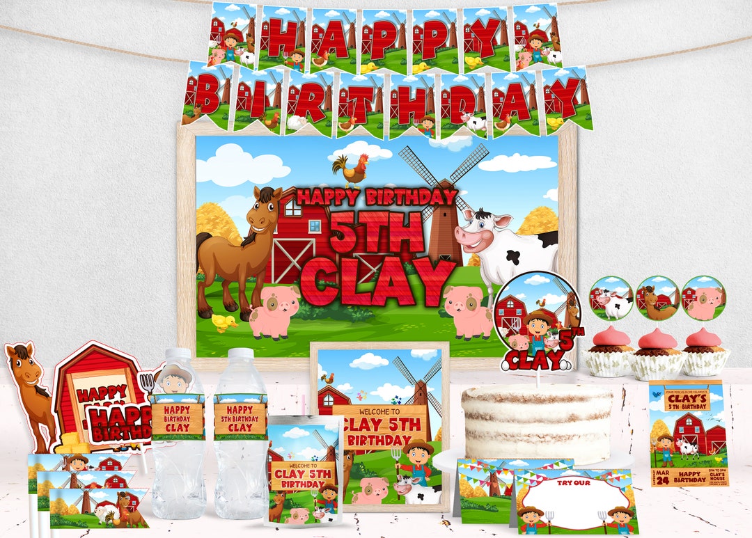 Farm Party Bundle, Printable Custom Farm Birthday Pack, Birthday Farm ...