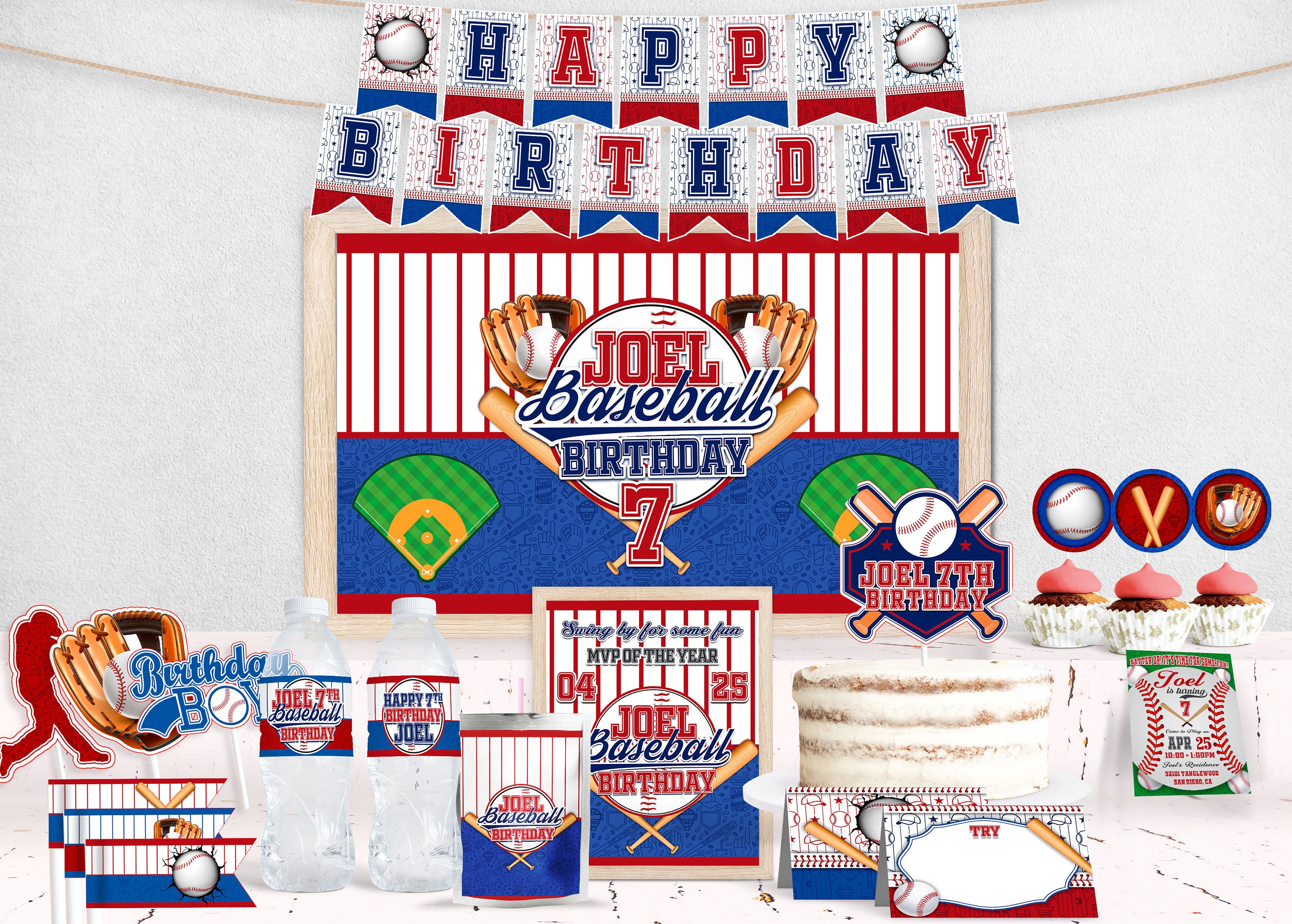 Baseball Party Bundle, Printable Custom Baseball Birthday Pack,birthday ...