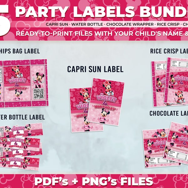 Minnie Mouse Labels - Etsy