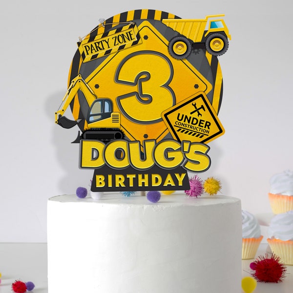 Construction Cake Topper Printable - Etsy