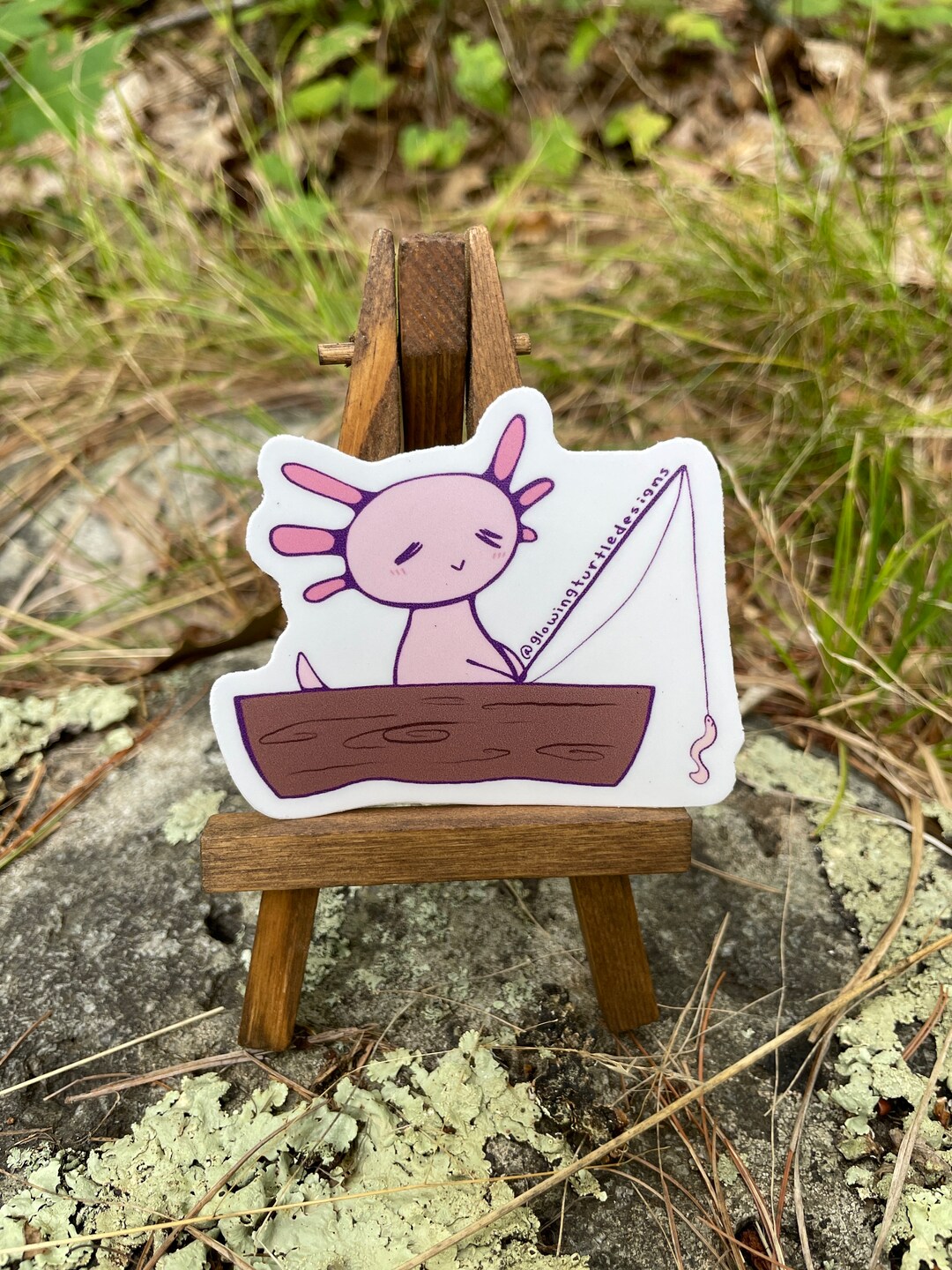 Fishing Axolotl Vinyl Sticker - Etsy