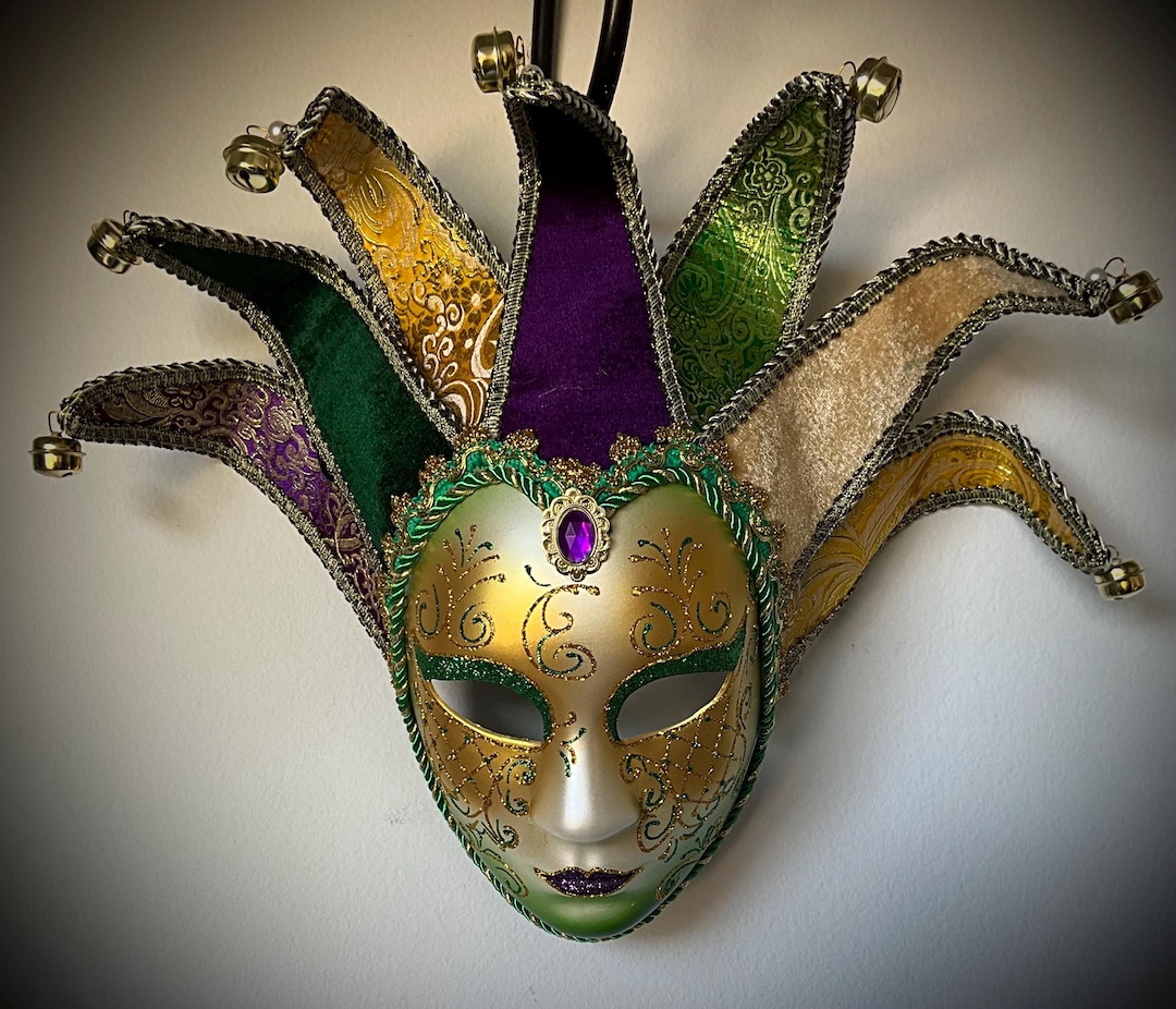Venetian Mardi Gras Jester Mask-green - Etsy