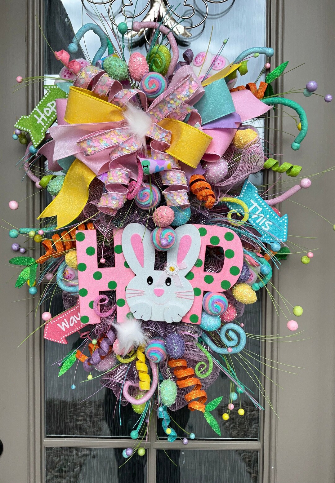 Hop This Way Bunny Swag Wreath - Etsy