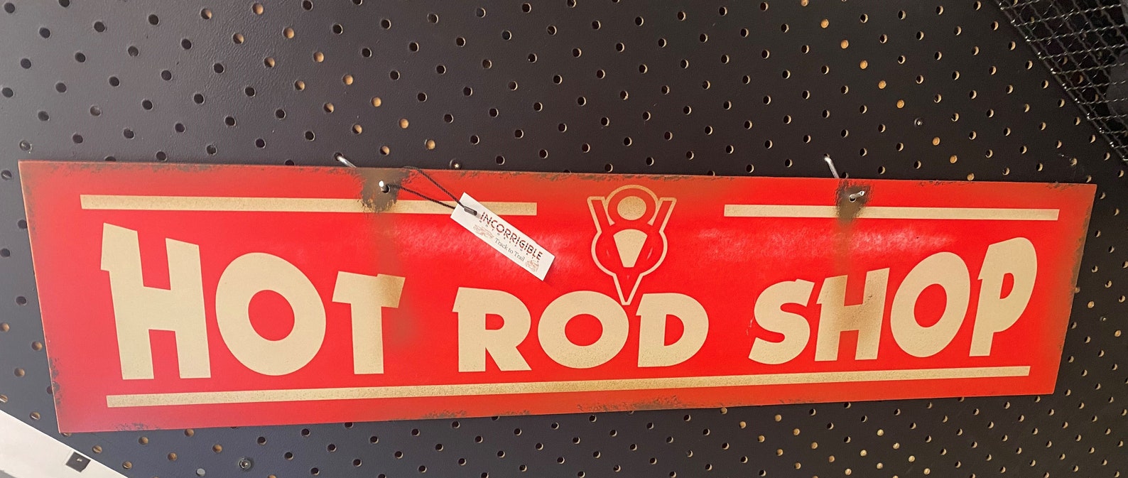 Ron Corder Custom "hot Rod Shop" Sign Red 36" L X 8" H X 1/4" D Flat ...