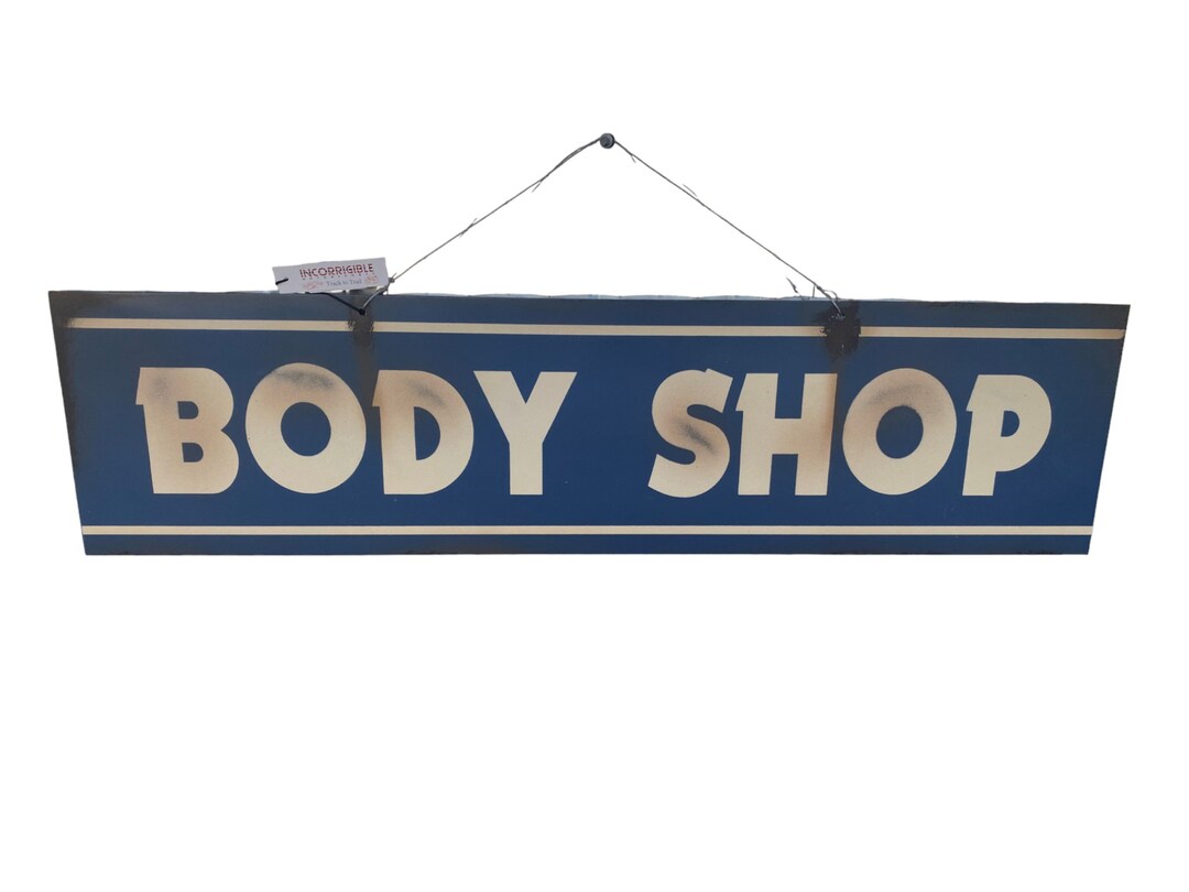Custom "body Shop" Sign, Blue, 36" L X 9" H X 1/4" D Flat, Aluminum ...