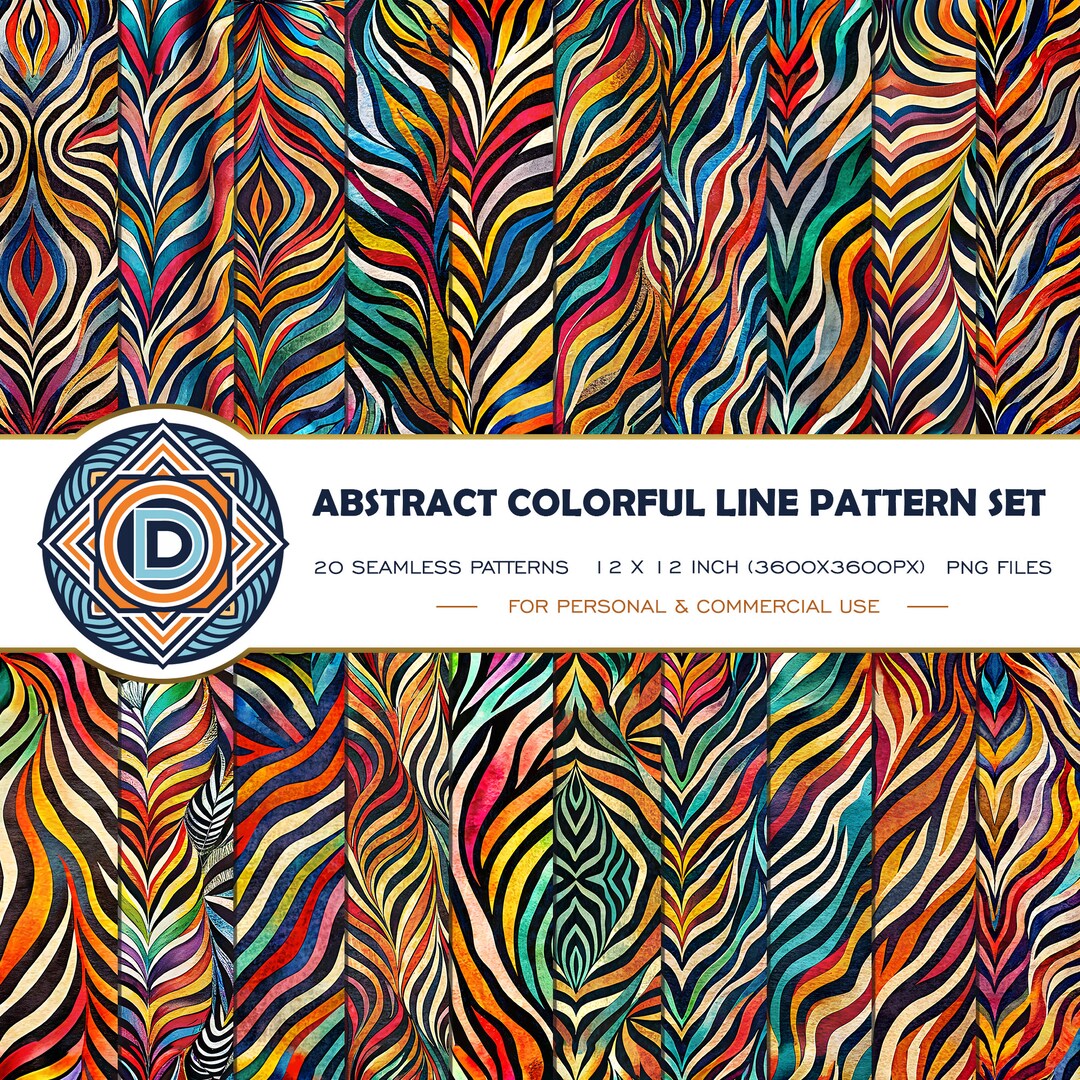 Abstract Colorful Line Patterns 20 Colorful Line Seamless Patterns L ...