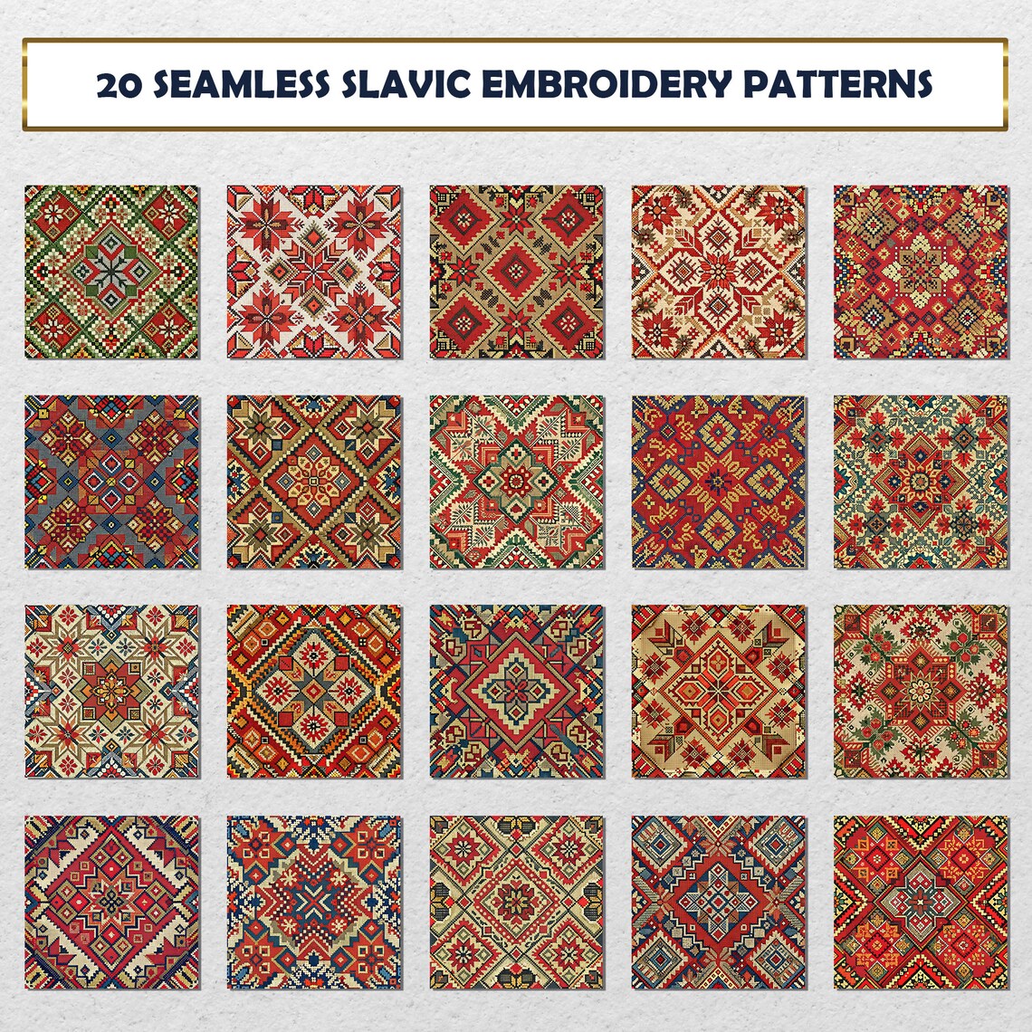 Slavic Embroidery Pattern Set 2.0 - 20 Seamless Patterns L Digital ...