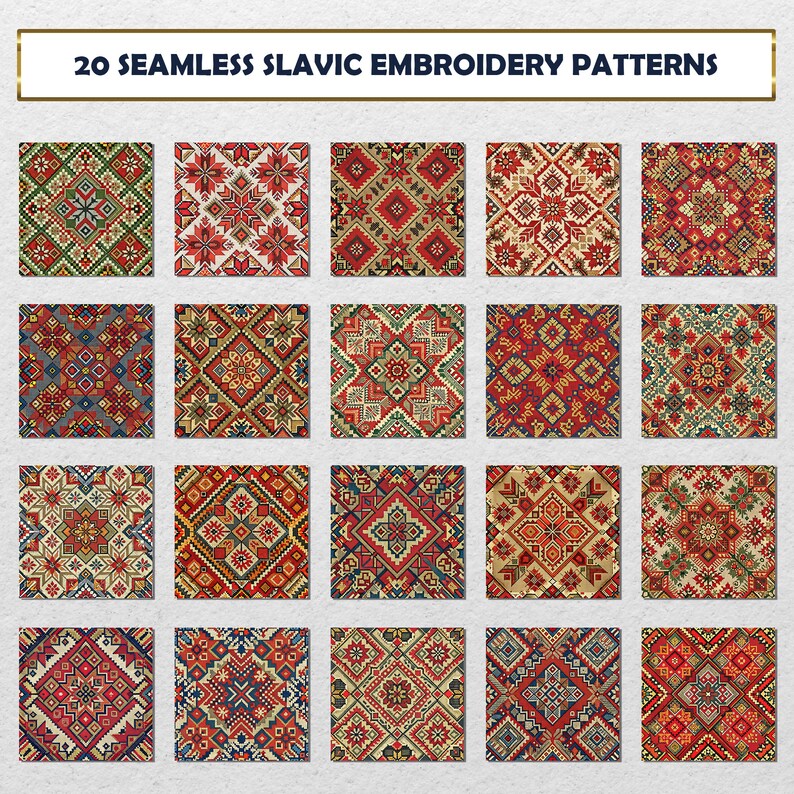 Slavic Embroidery Pattern Set 2.0 - 20 Seamless Patterns L Digital ...