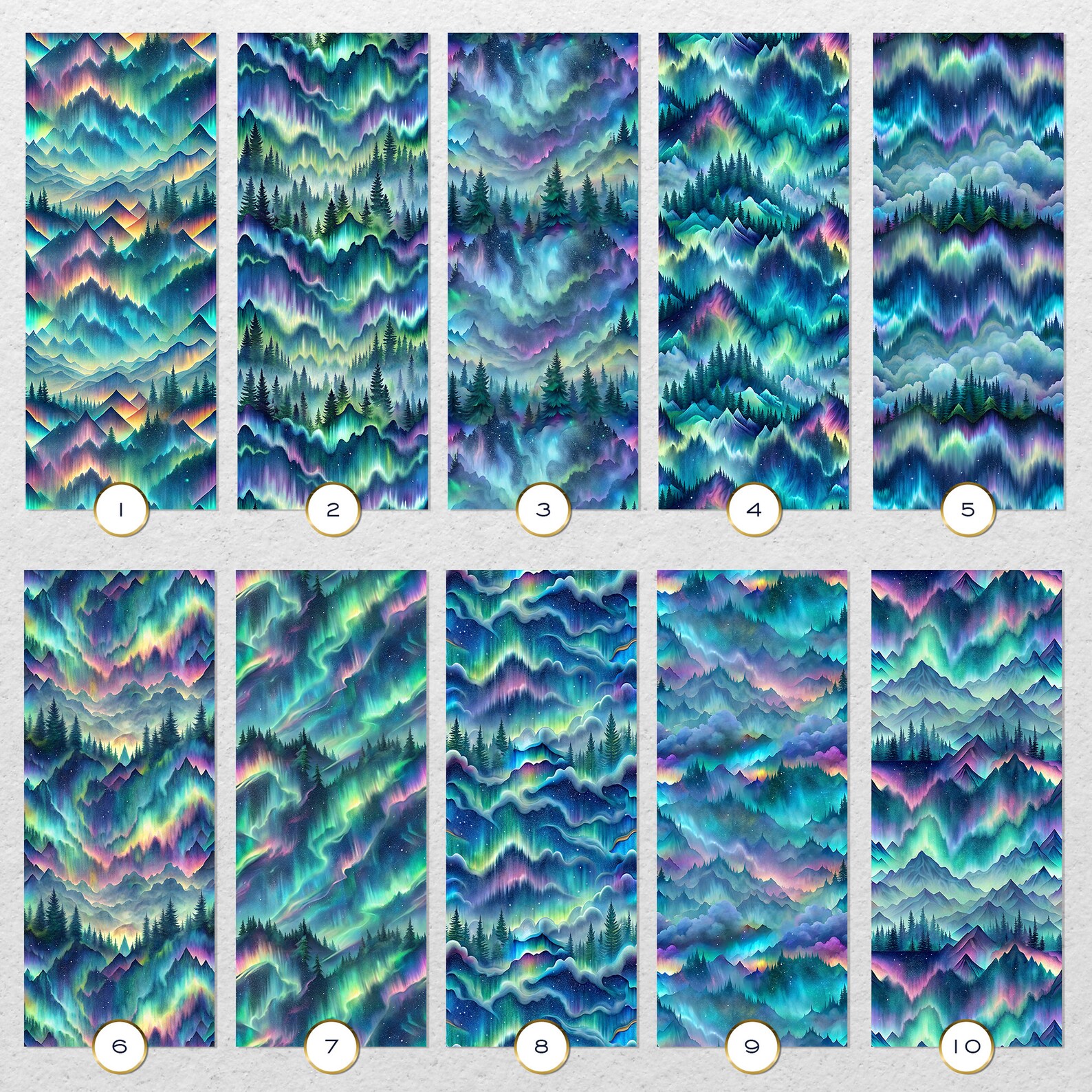 Aurora Borealis Watercolor Set - 20 Seamless Northern Lights Patterns L ...