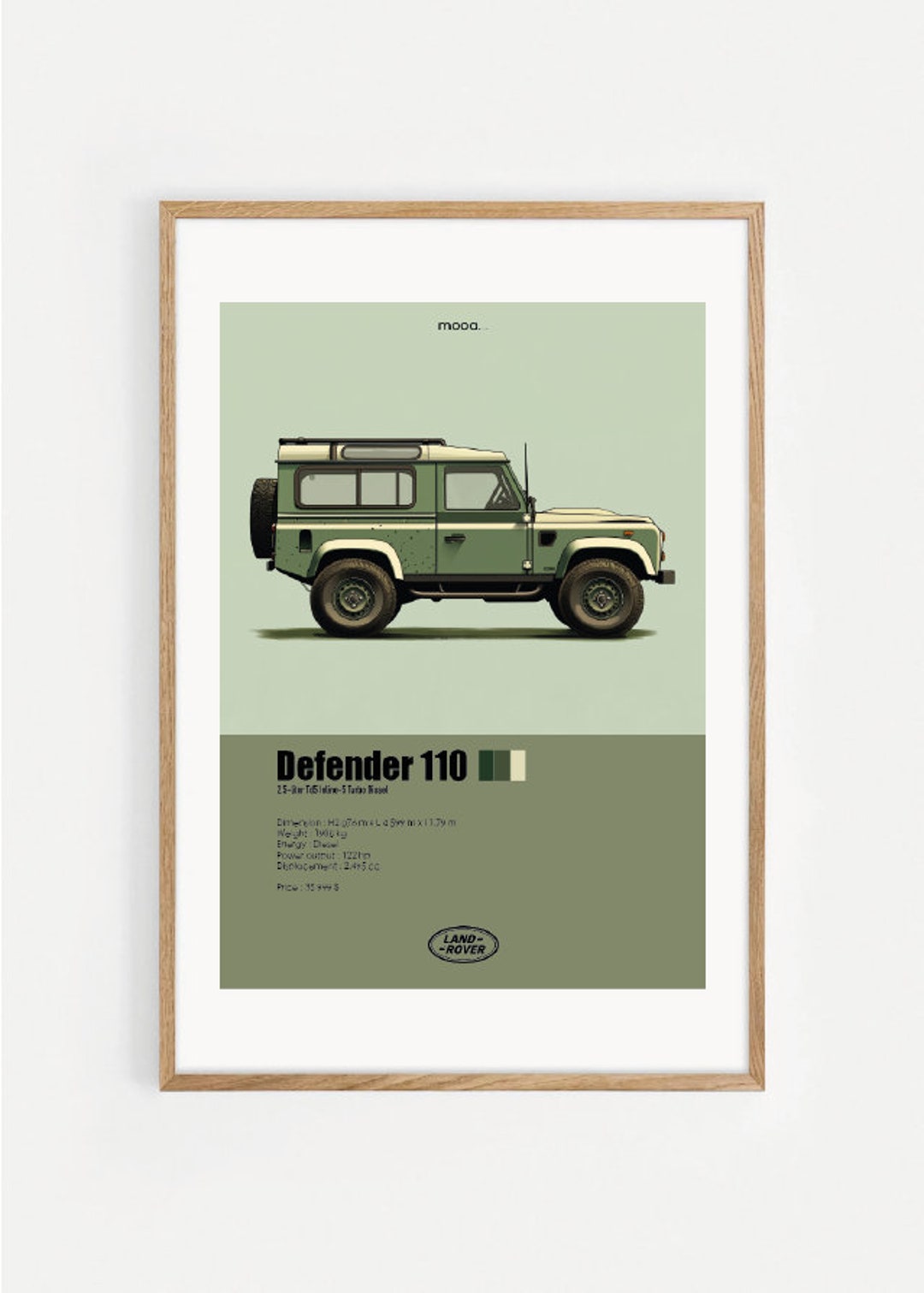 LAND ROVER DEFENDER 110 Sea Green. Poster to Download - Etsy