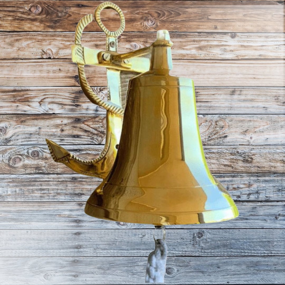 Bronze Ship Bell anchor and a Compass as a Gift Brass Anchor Ship Bell ...