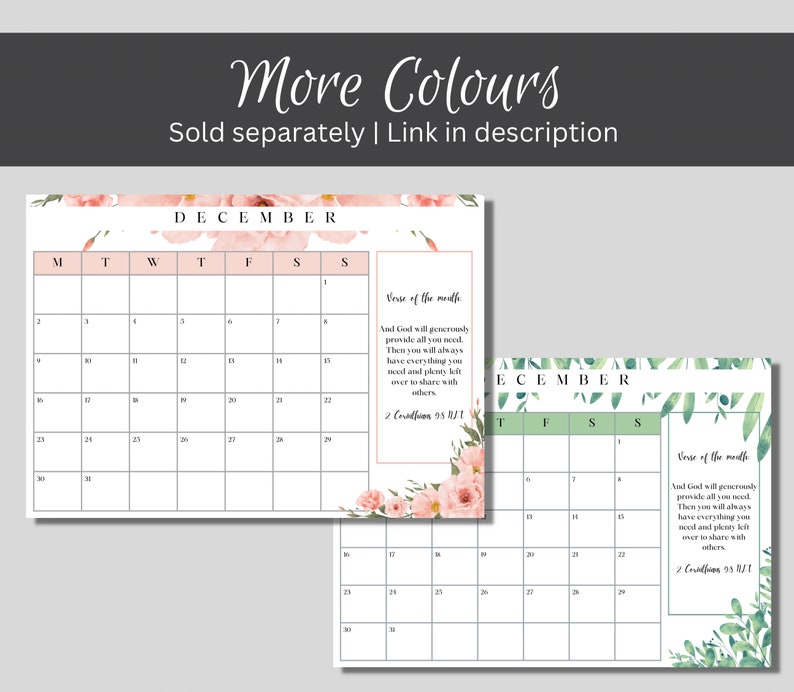 Printable Calendars 2024 Blue Watercolour Floral Theme Watercolour ...