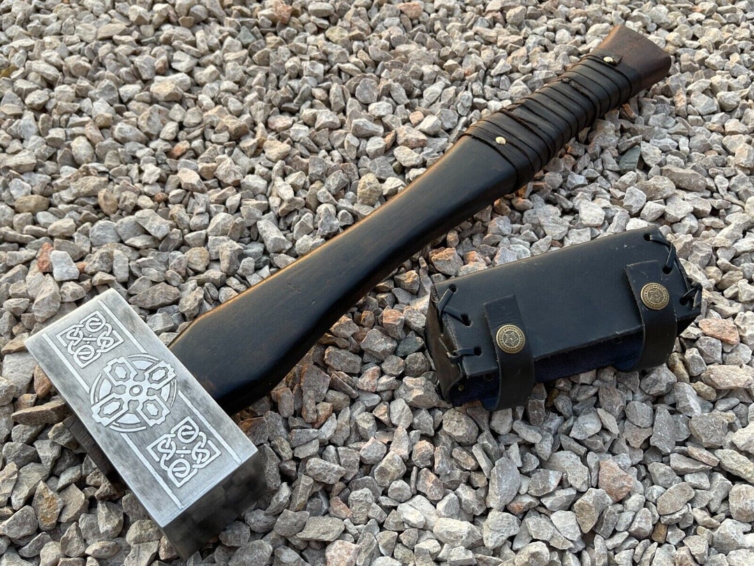 Hand Forged Hammer With Laether Cover, War Hammer, Heavy Duties Hammer ...