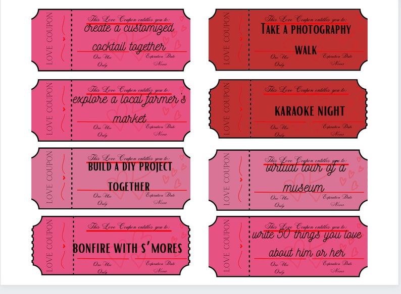 Customizable 48 Printable! Valentine's Day Love Coupons - Etsy