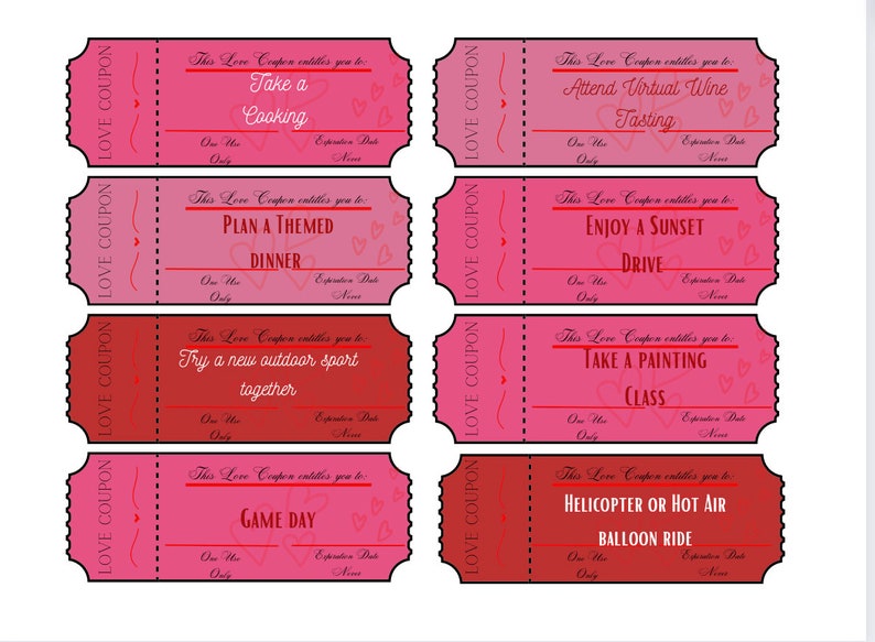 Customizable 48 Printable! Valentine's Day Love Coupons - Etsy