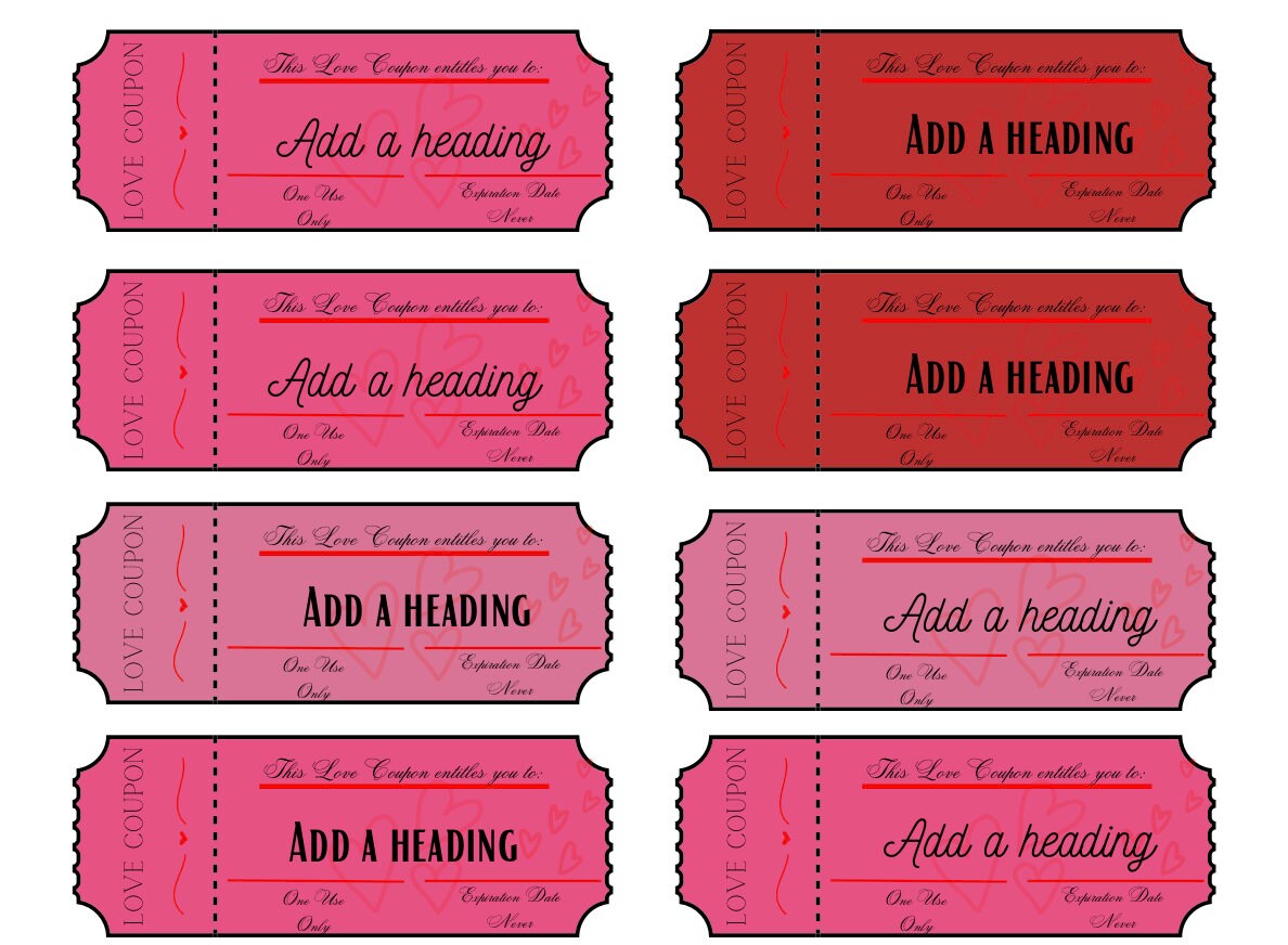 Customizable Printable Valentine's Day Love Coupons - Etsy