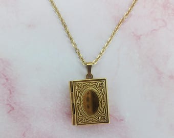 Vintage Book Locket Necklace - Book Lover Gift - Personalized Locket ...