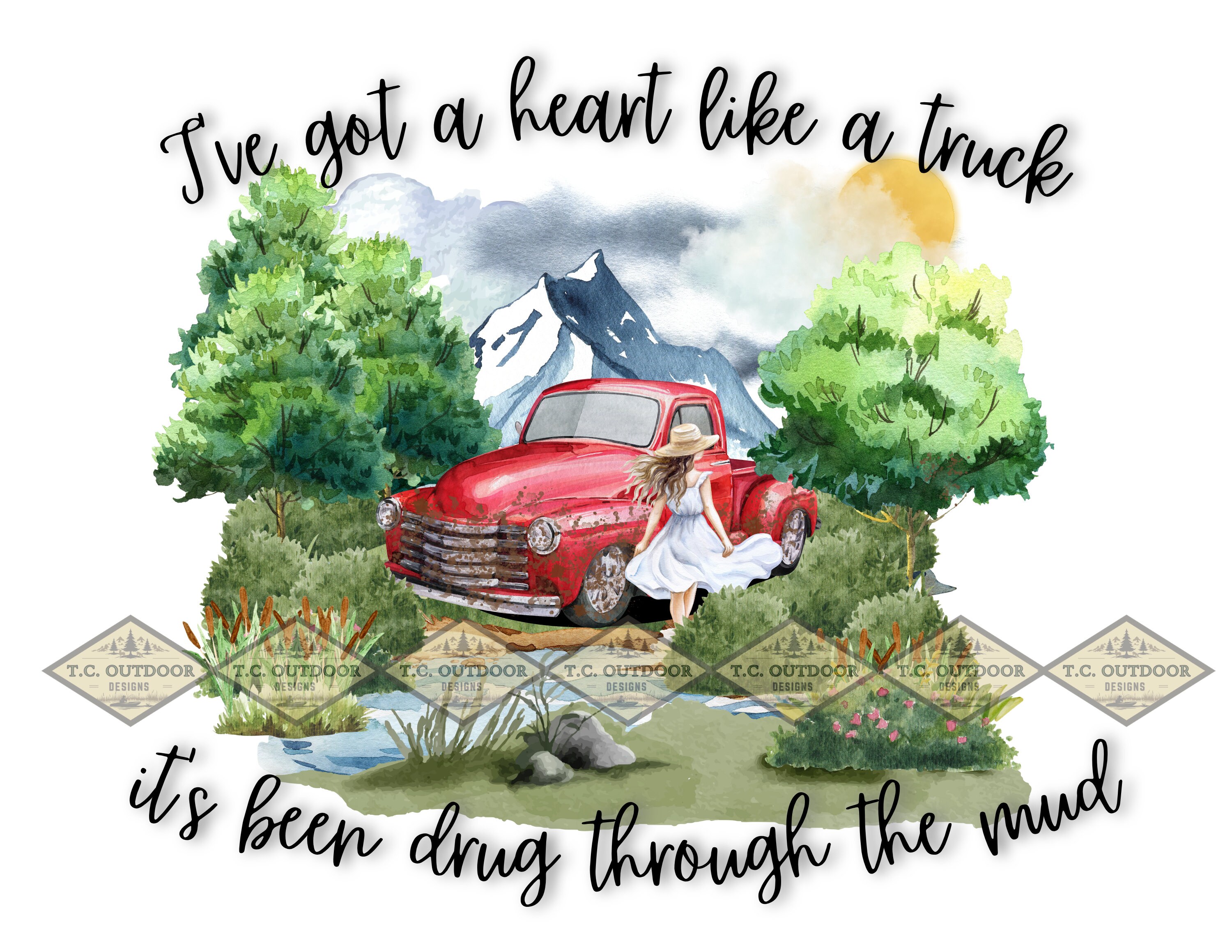 Heart Like A Truck Lainey Wilson 9 Digital Design Multi Font Song Lyric ...
