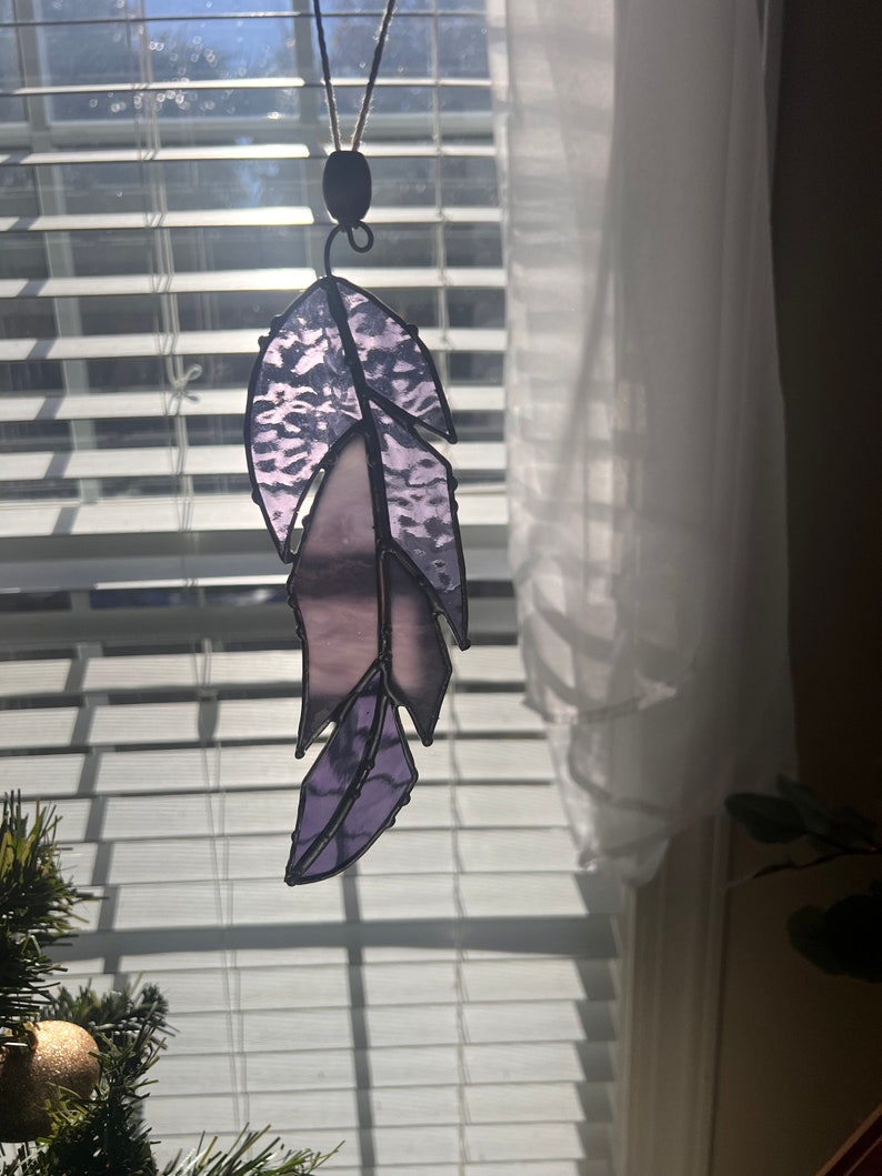 Stained Glass Feather, Feather Suncatcher, Feather Glass Window Hanging ...