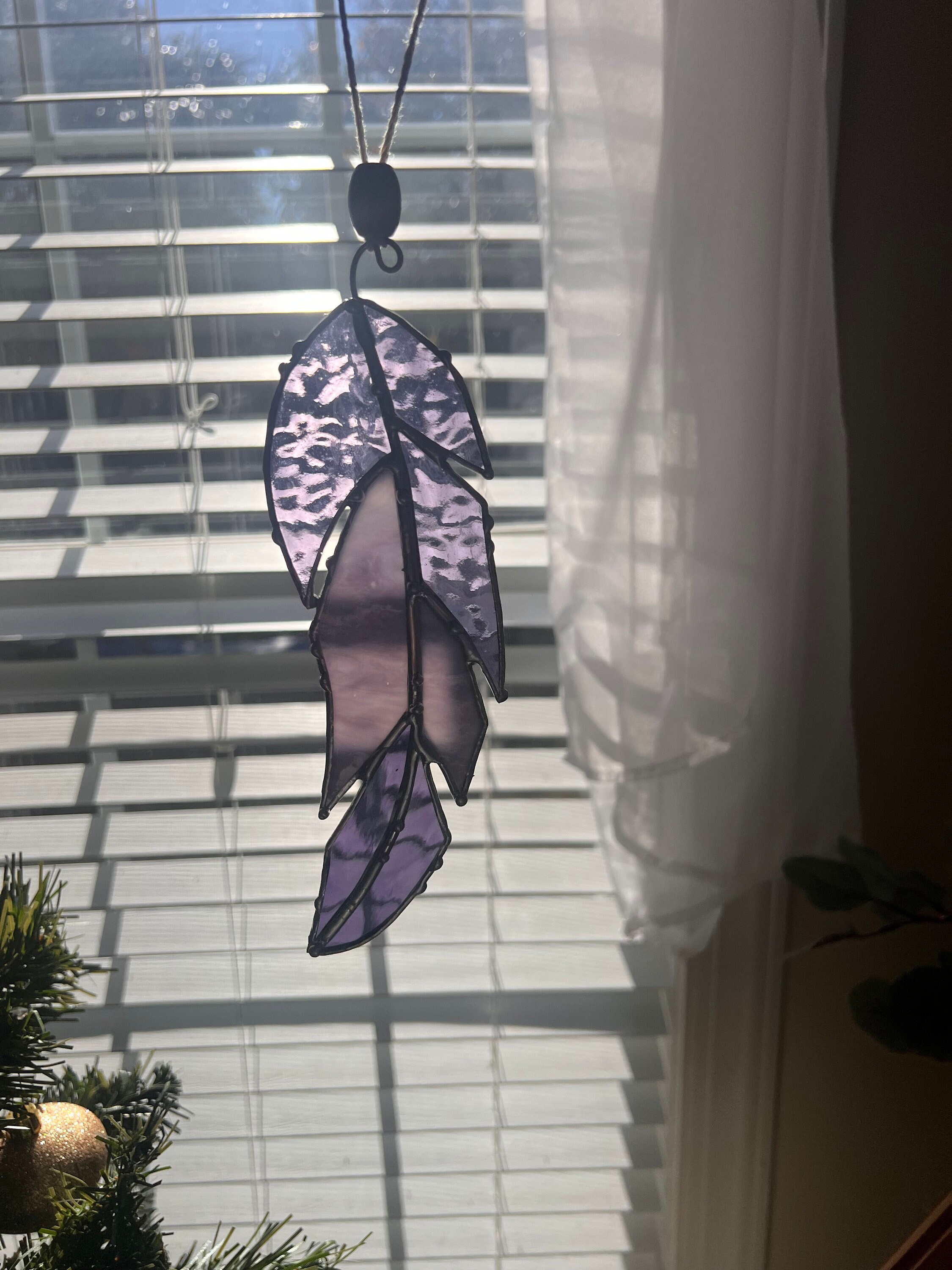 Stained Glass Feather, Feather Suncatcher, Feather Glass Window Hanging ...