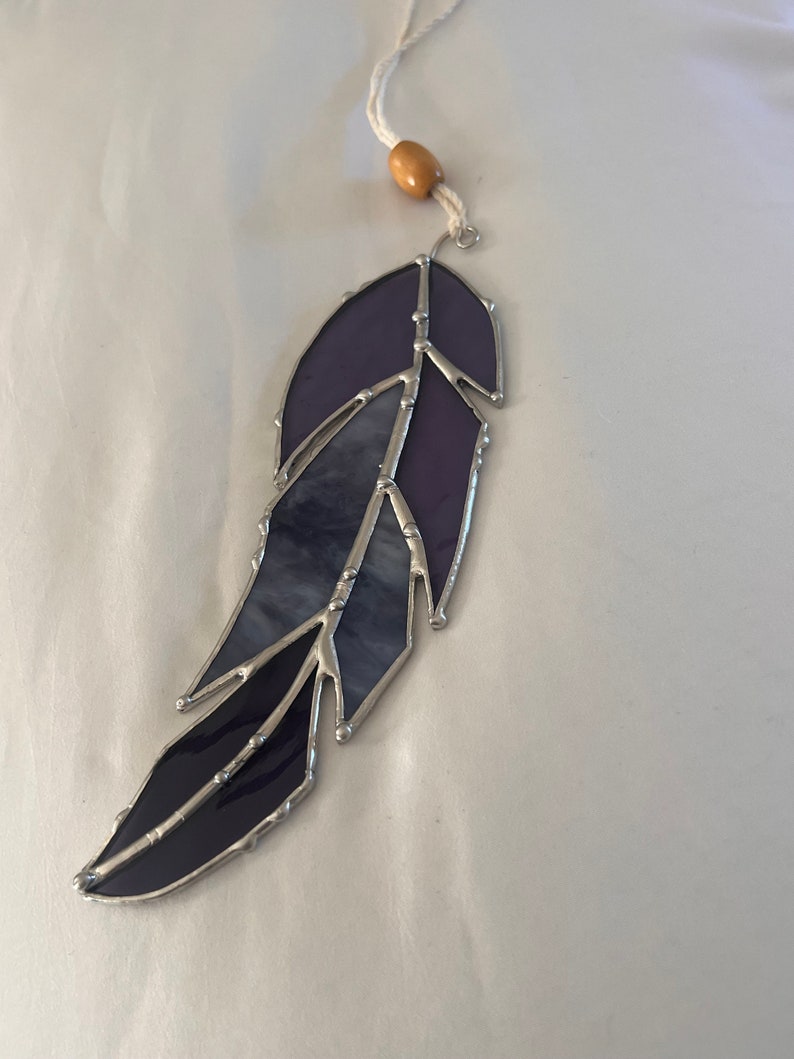Stained Glass Feather, Feather Suncatcher, Feather Glass Window Hanging ...