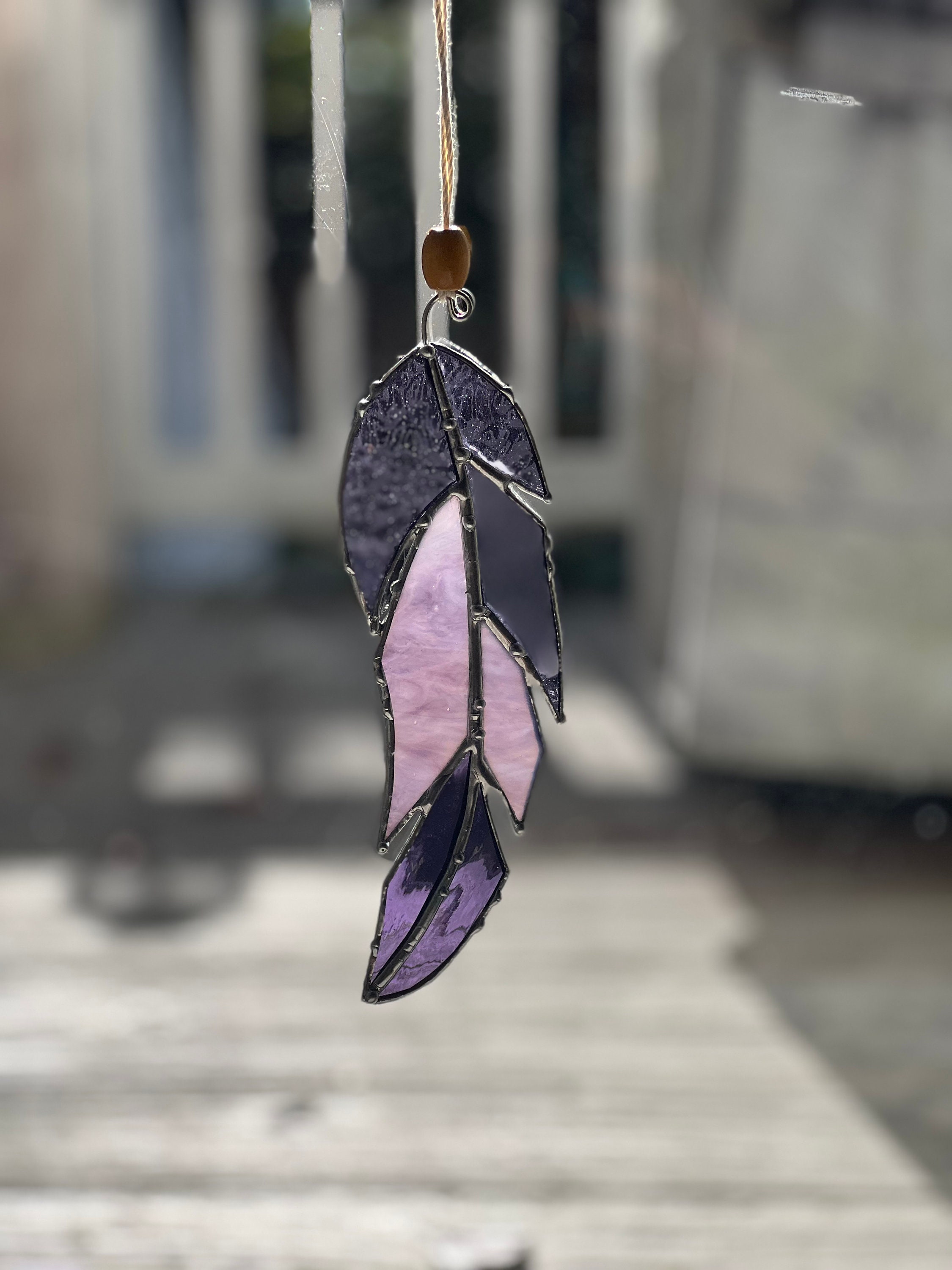 Stained Glass Feather, Feather Suncatcher, Feather Glass Window Hanging ...