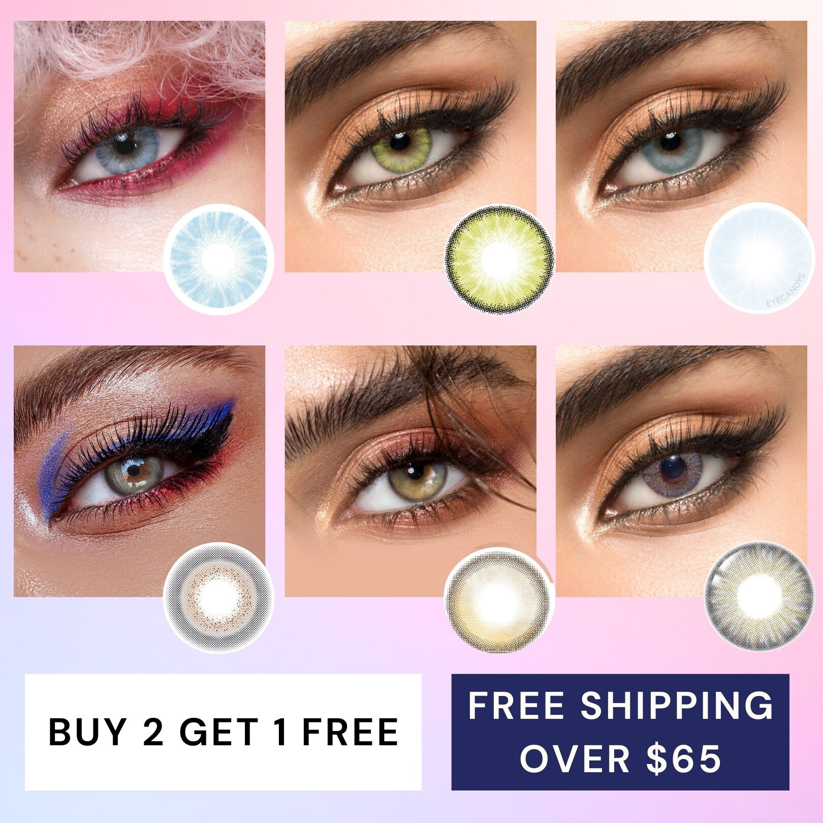 Cute Character Colored Contact Lens Case (5 Pair) Travel Kit Storage ...