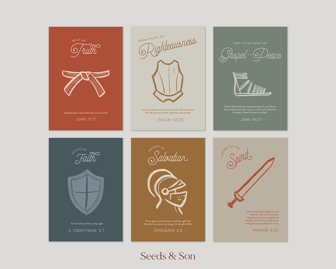 Full Armor of God | Scripture Cards | Printable | Nursery | Playroom ...