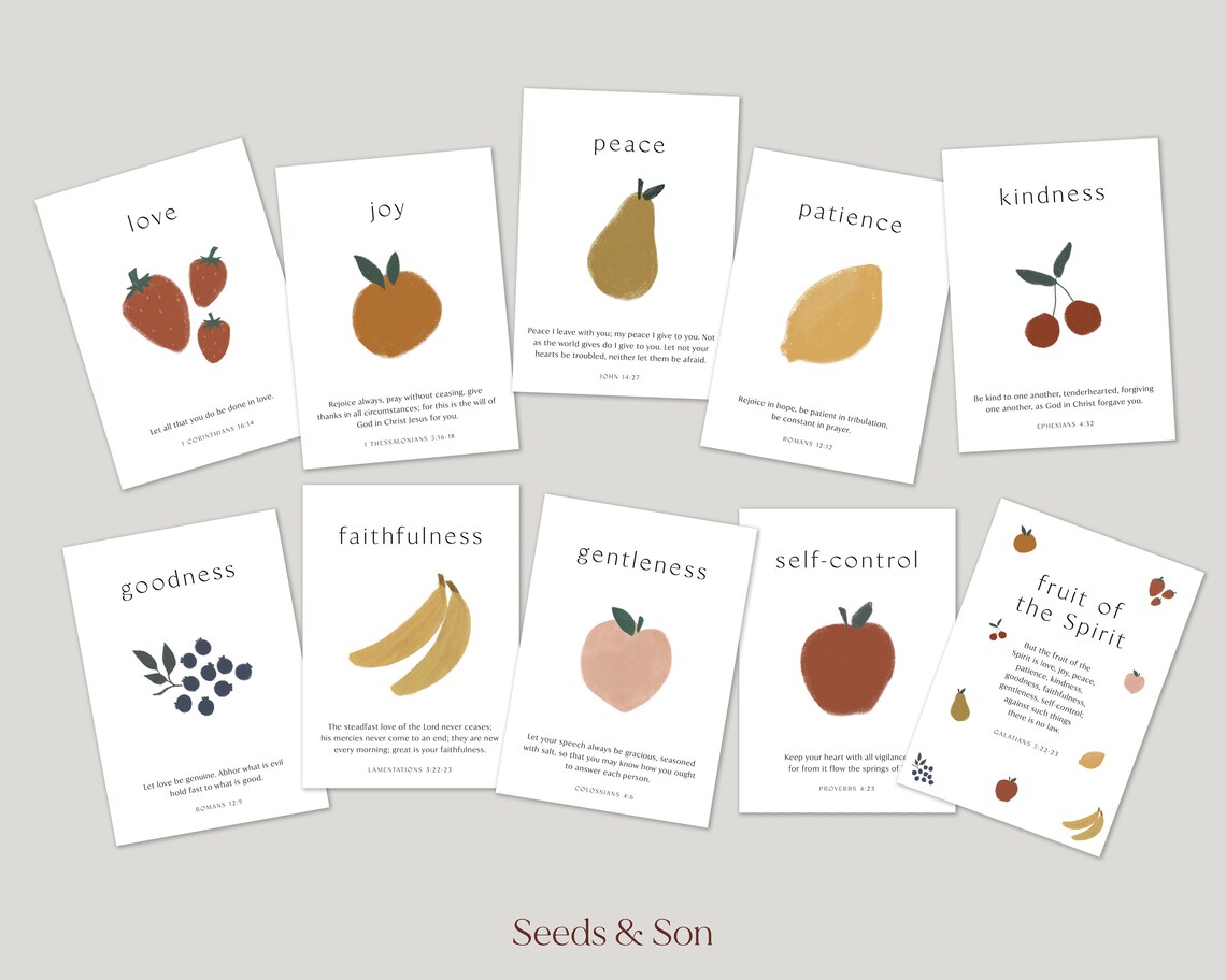 Fruit of the Spirit | Scripture Cards | Printable | Nursery | Playroom ...