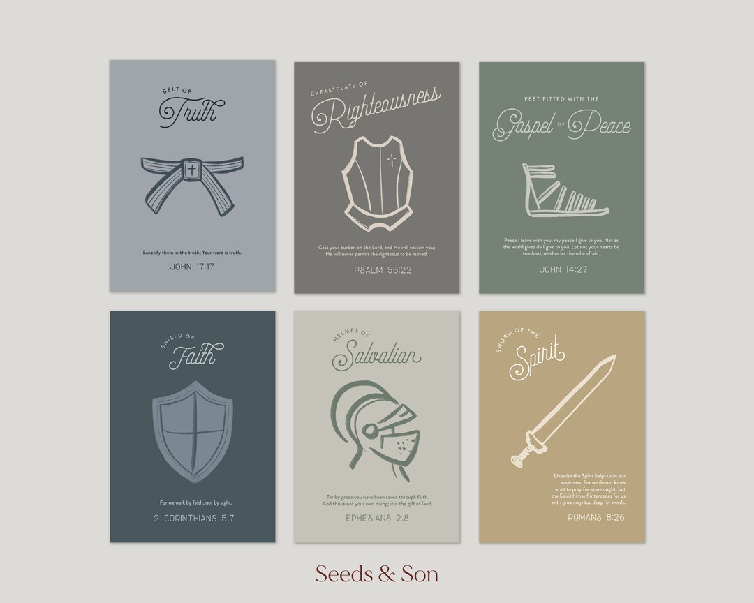 Full Armor of God | Scripture Cards | Printable | Nursery | Playroom ...