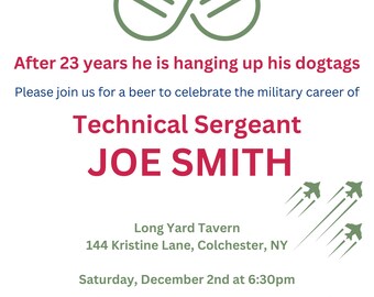 Editable MILITARY RETIREMENT Party Invitation Navy Army Marine Air ...