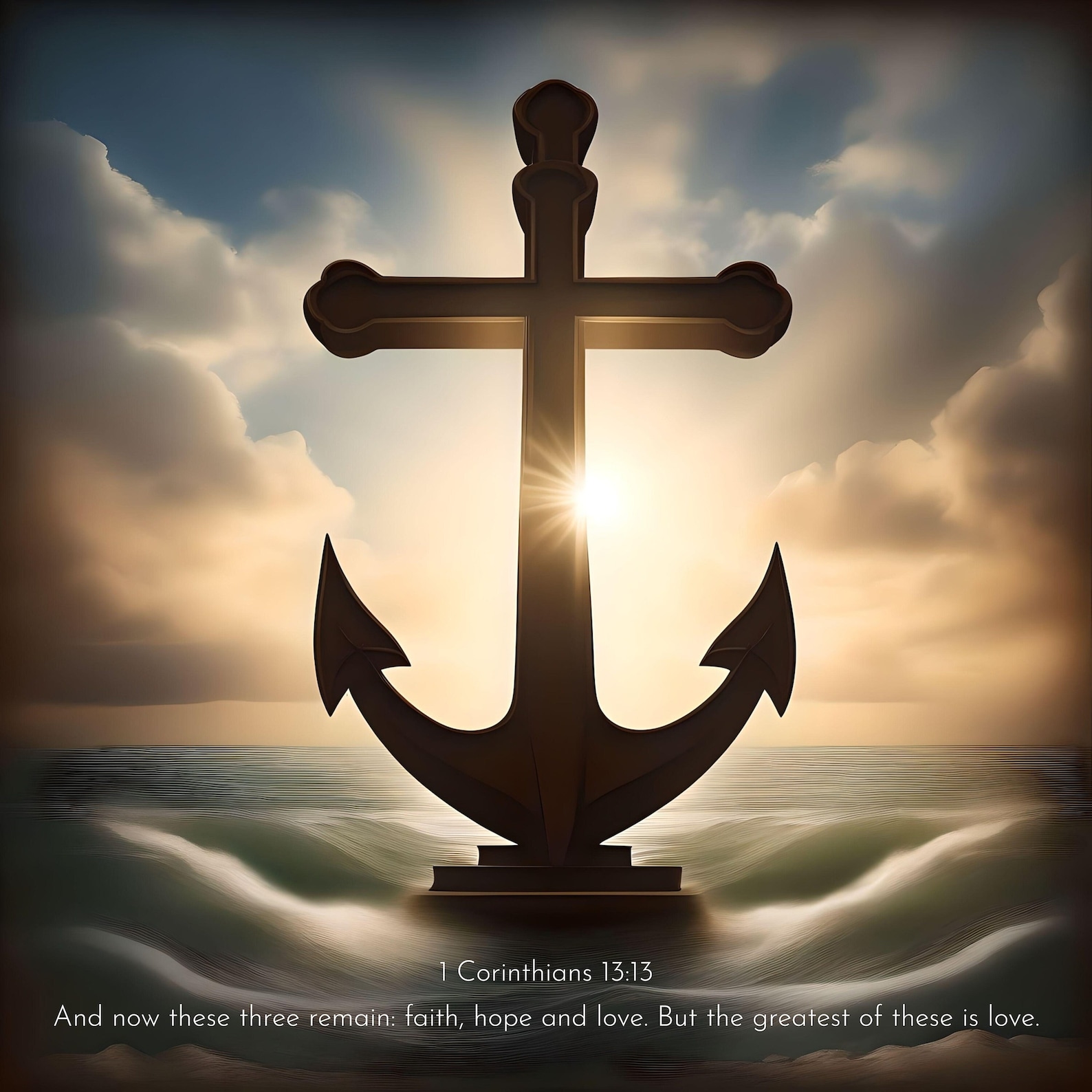 Digital Print 1 Corinthians 13:13 Anchor of Hope Modern Christian Art ...