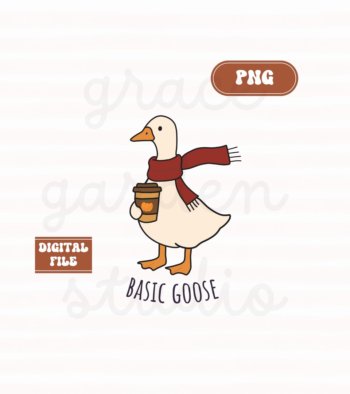 Basic Goose PNG, Cute Fall Goose Clipart, Coffee Lover Goose ...
