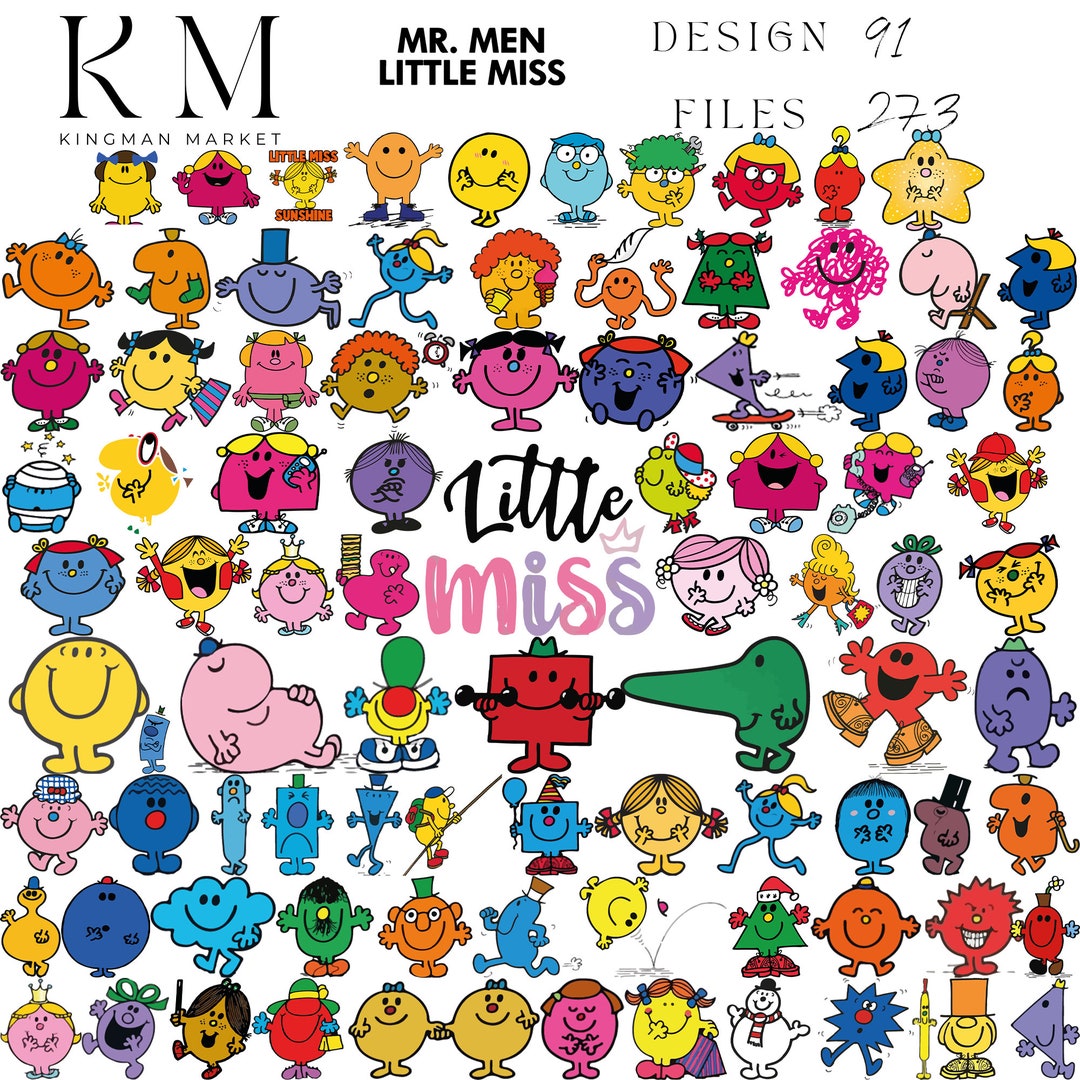 MR. Men Little Miss Cartoon Chracters Svg/ Png / Pdf Bundle Birthday ...