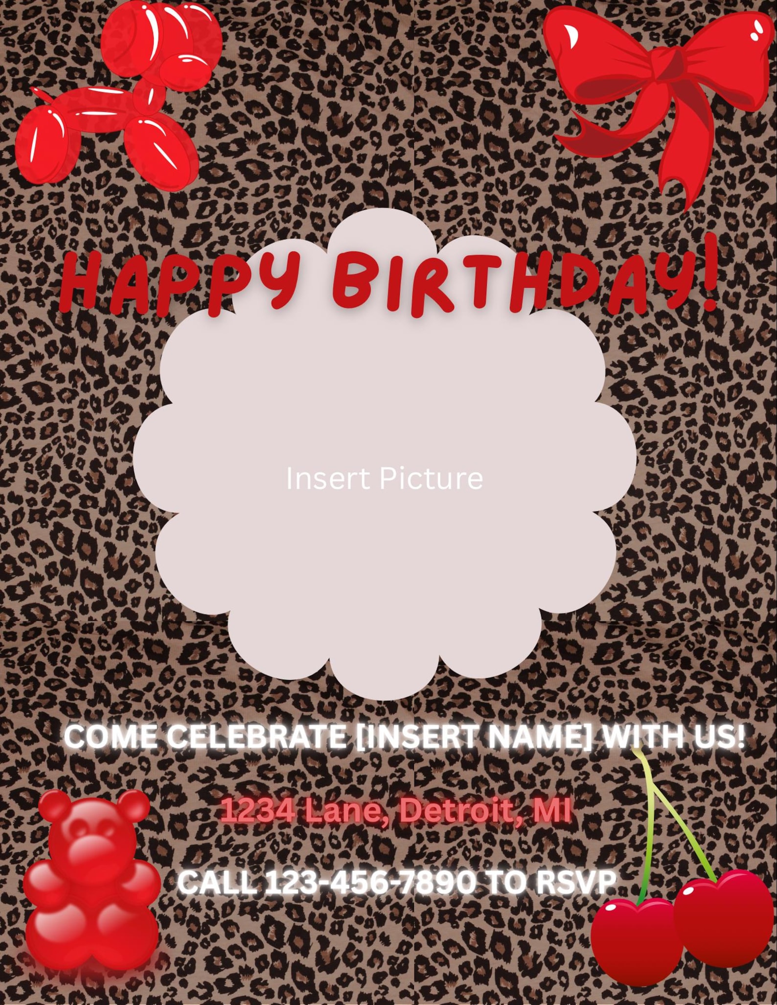 Cheetah Themed Birthday Flyer, Editable - Etsy
